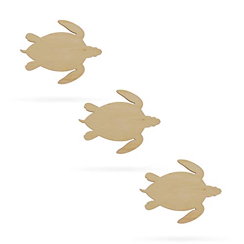 3 Turtles Unfinished Wooden Shapes Craft Cutouts DIY Unpainted 3D ...