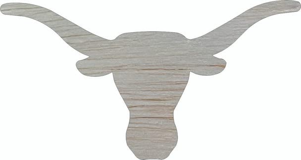 Longhorn Head Wood 6" Shape, Unfinished Animal Wooden Cutout ...