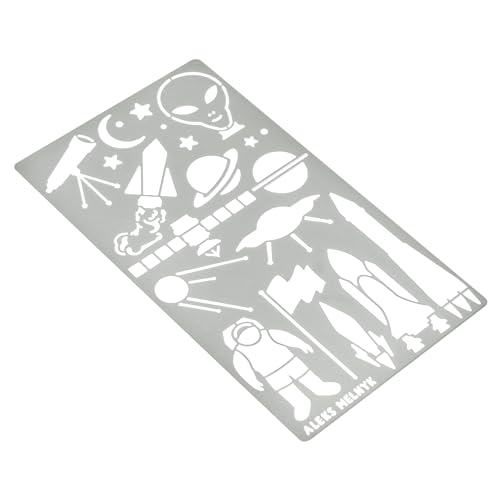 Aleks Melnyk #23 Metal Journal Stencil, Rocket Ship, Alien Head Stencil ...