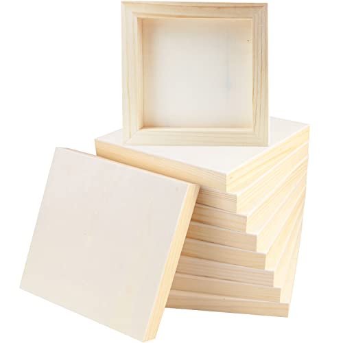 FSWCCK 10 Pcs 6x6 Wood Panel Boards, Unfinished Wood Canvas Wooden for ...