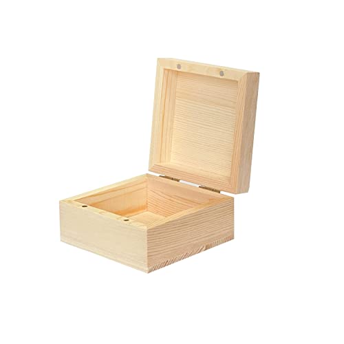 6 Pack Unfinished Wood Box Crafts Wooden Square Box with Magnetic ...