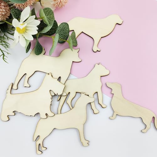 30 Pack Dog Wood Cutouts for Crafts Unfinished Wooden Dog Puppy Paint ...
