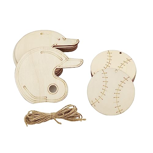 32 Pack Wood Baseball & Hat Cutouts Baseball Wood DIY Crafts Baseball ...