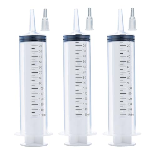 3 Pcs 150ml Large Syringes, Sterile and Individual Sealed, Easy to Use ...