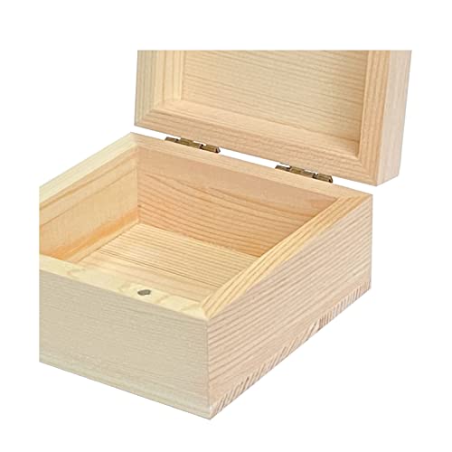 6 Pack Unfinished Wood Box Crafts Wooden Square Box with Magnetic ...