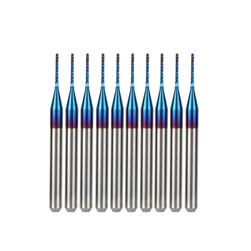 10pcs Tungsten Nose End Mill Blue Coated Spiral Router Bits Milling Ma ...