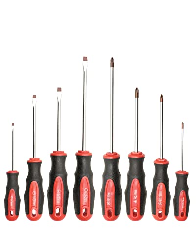 ROTATION 8-Piece Magnetic Screwdrivers Set with red tip, 4 Phillips an ...