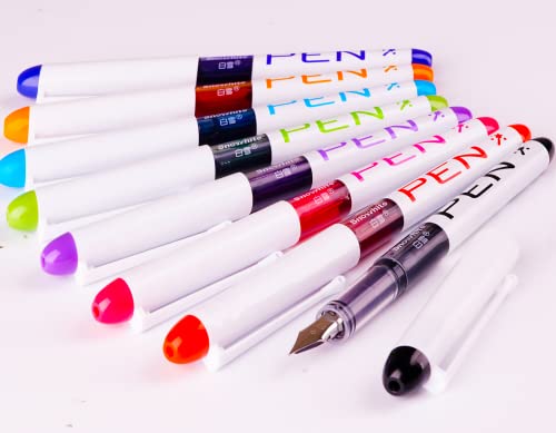 EYEYE 8 Colored Disposable Fountain Pens for Writing 8 Assorted Color ...