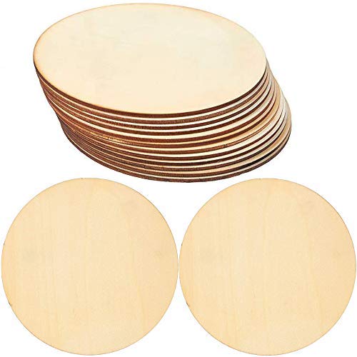 Wood Circles for DIY Craft 15-Count Unfinished Wooden Round Disc Cutou ...