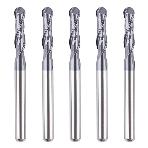 SpeTool 5Pcs Carbide Ball Nose CNC Router Bits 1/8" Cutting Diameter ...