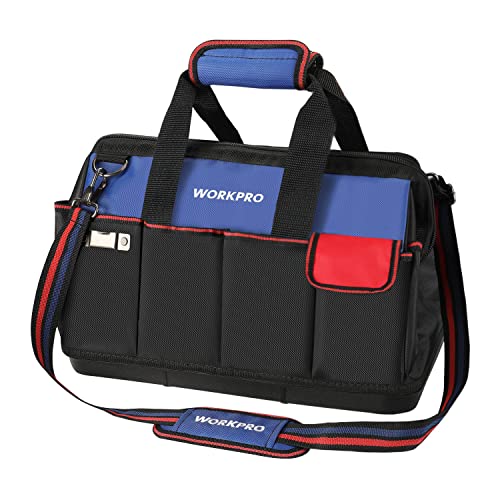 WORKPRO Tool Bag, 18 Inch Tool Bag with Waterproof Molded Base, Open T ...