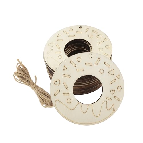 30 Pack 4 Inch Wood Donuts Cutouts Unfinished Wooden Snack Donuts Hang ...