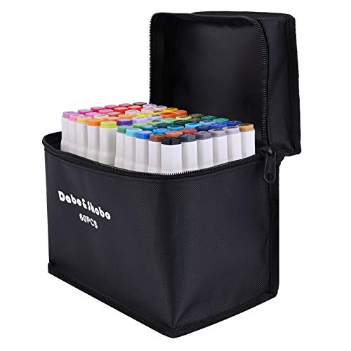 Dabo&Shobo 60 Colors Alcohol Markers, drawing markers, Dual Tip Art Ma ...