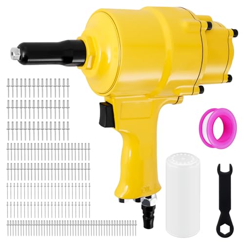 Consfly Pneumatic Rivet Gun, Dual Cylinder Design Air Riveter, 3/32", 1 ...