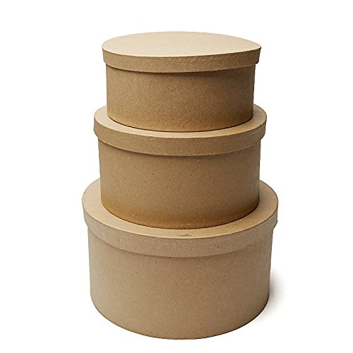 Factory Direct Craft Handcrafted Paper Mache Round Boxes - 3 Boxes ...