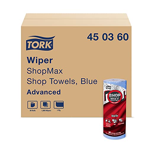 Tork ShopMax Heavy Duty Paper Shop Towel Blue, High Absorbency, 30 rol ...