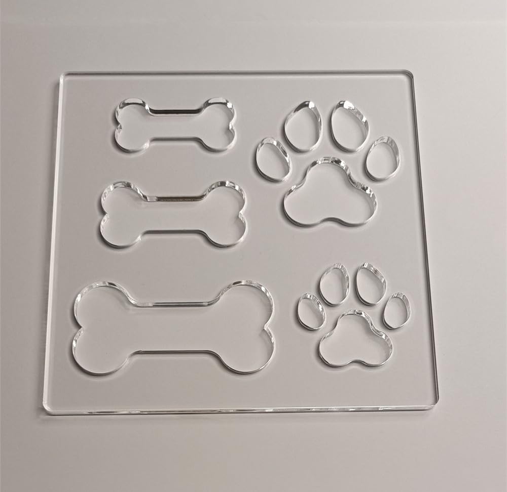 Paw Print Template,Dog Bone&Paw Inlay Acrylic Router Template,Clear ...