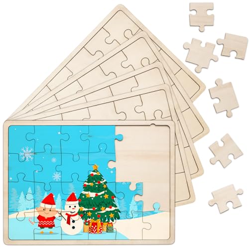 9 Sheets Unfinished Wood Puzzles Blank Puzzle Pieces Wooden Jigsaw ...