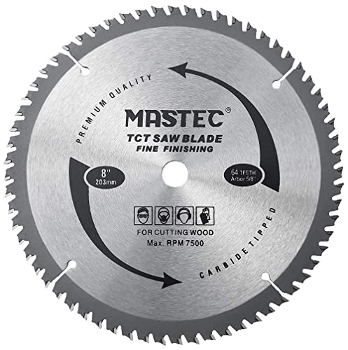 MASTEC 8 Inch 64 Tooth Circular Saw Blade Anti Kickback Tooth for Wood ...