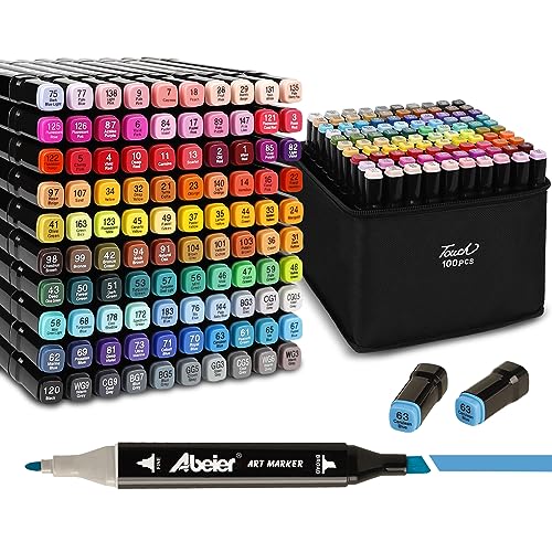 ABEIER 100 Colors Dual Tips Alcohol Markers set,Art Markers for Drawing ...