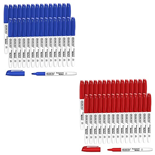 Shuttle Art Permanent Markers Bundle, 30 Pack Red and 30 Pack Blue Per ...