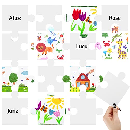 Junkin 100 Pcs Large Blank Puzzle Puzzle Pieces Cutouts DIY Make Your ...