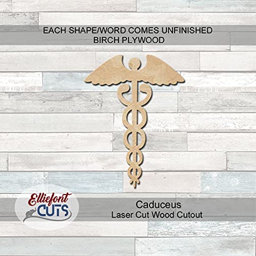 Caduceus Wood Cutouts for crafts, Laser Cut Wood Shapes 5mm thick ...