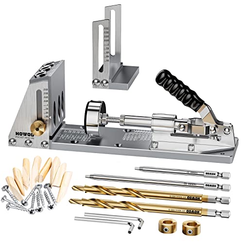HOWOD Pocket Hole Jig Kit, Professional and Upgraded All-Metal Pocket ...