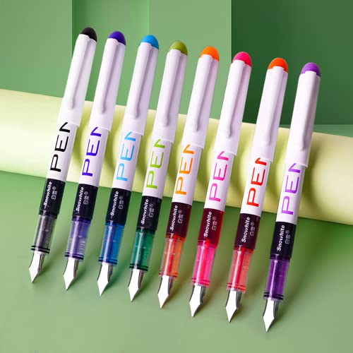 EYEYE 8 Colored Disposable Fountain Pens for Writing 8 Assorted Color ...