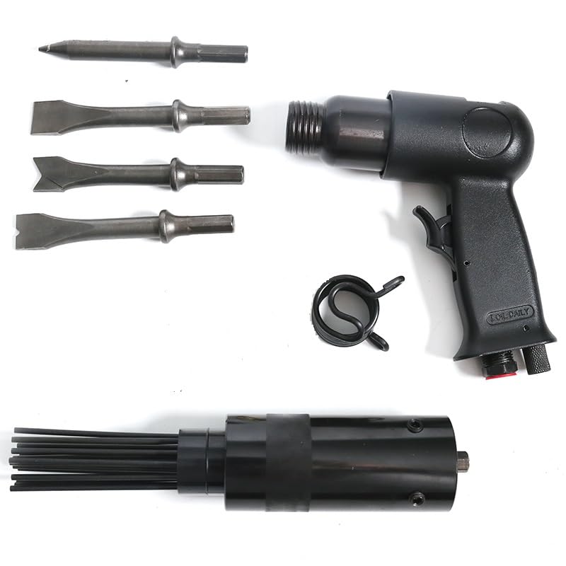 Pneumatic Needle Scaler 19 Needles and Air Hammer Pistol 4 Chisels 2 in ...