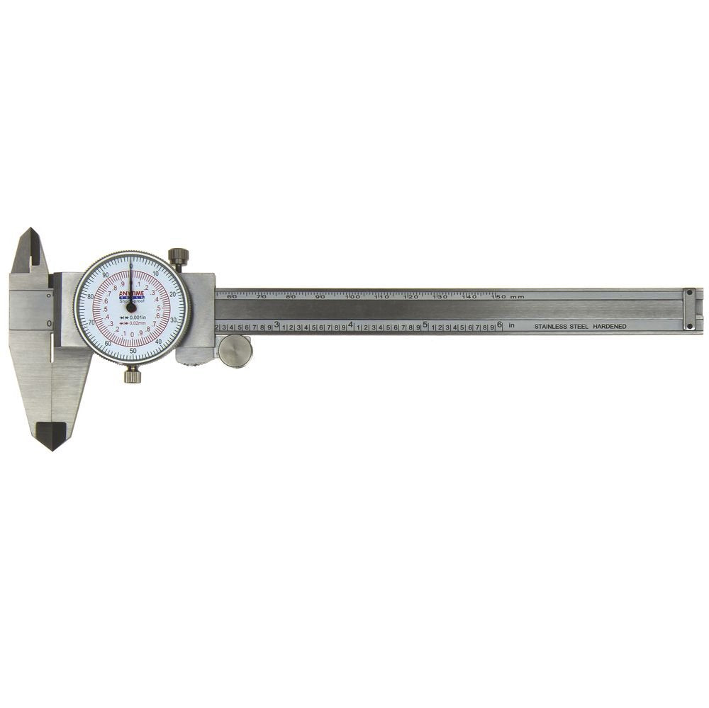 Anytime Tools Dial Caliper 6" / 150mm Dual Reading Scale Metric SAE ...