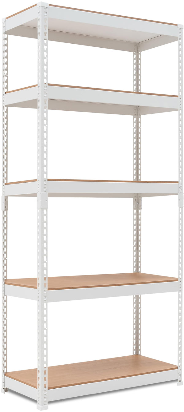 HOMEDANT 5 Tier Laminated White Metal Shelving Unit Adjustable Garage ...