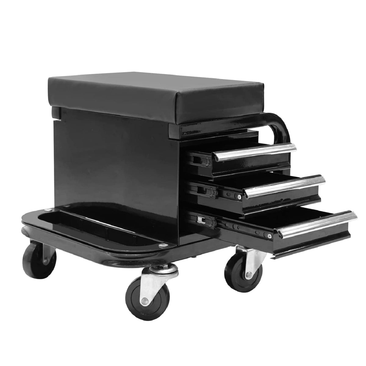BIG RED Rolling Creeper Garage/Shop Seat with Three Built-in Drawers ...