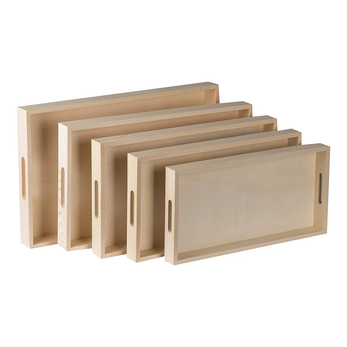 Wooden Serving Tray with Handles - Five Piece Nested Breakfast Tray ...