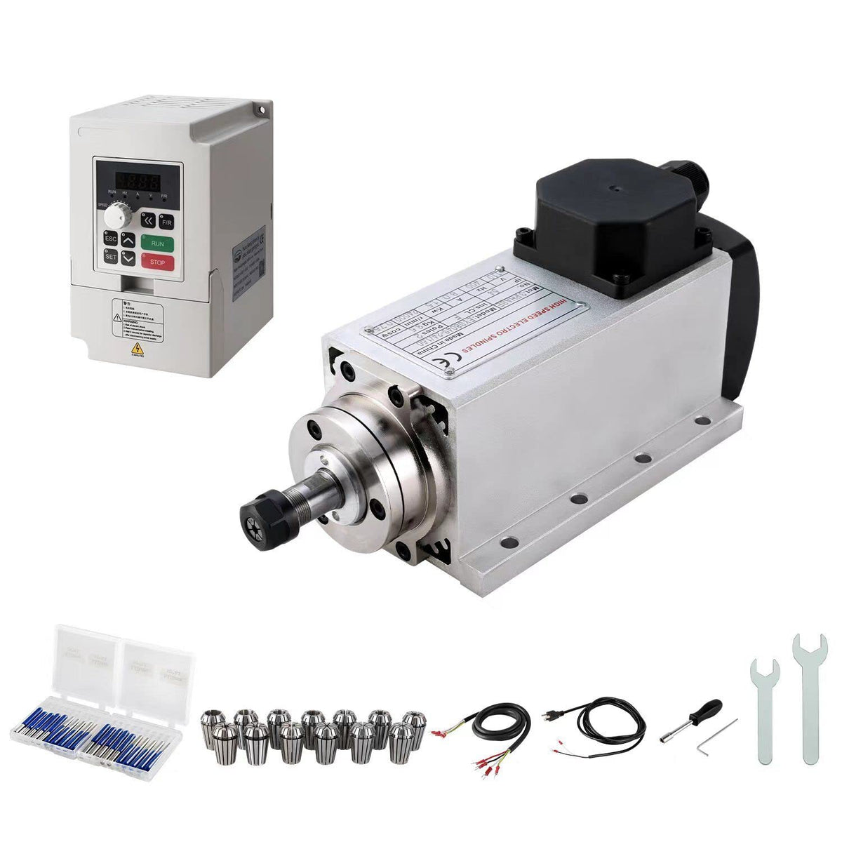 CNC Spindle Motor Kits,110V 1.5KW ER11 Square Air Cooled Spindle Motor ...