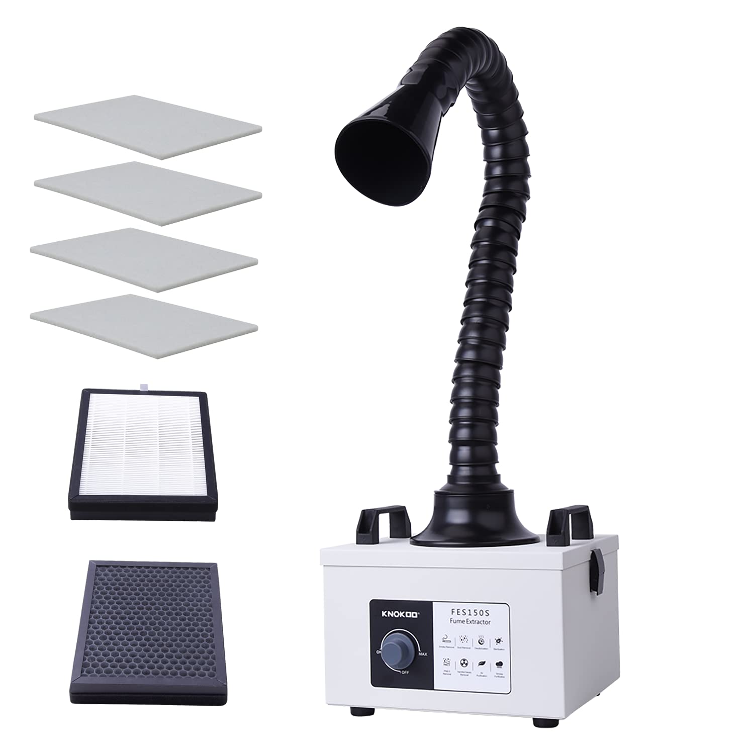 KNOKOO Laser Solder Fume Extractor 100W Strong Suction 3 Stage Filter ...