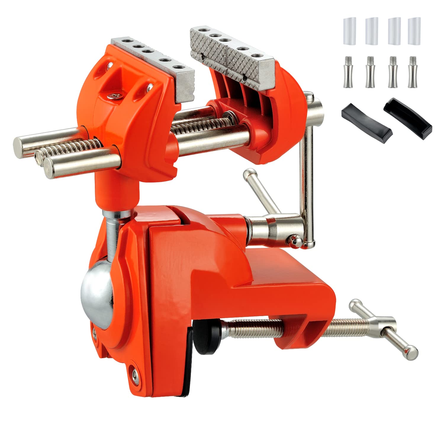 MAXMAN Clamp Bench Vise with Post Universal 8 Inch Woodworking Vise 360 ...