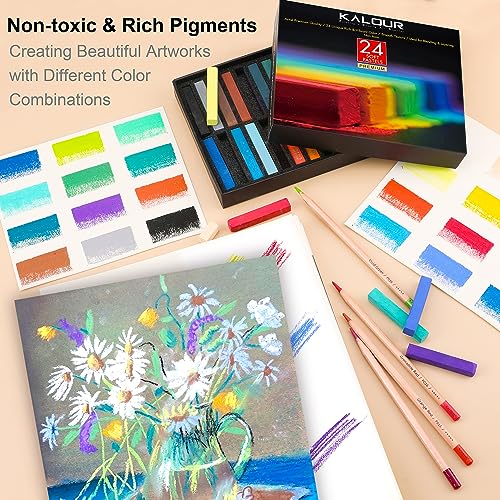 KALOUR Soft Pastel for Artists, Set of 24 colors Chalk Sticks,Pastel ...