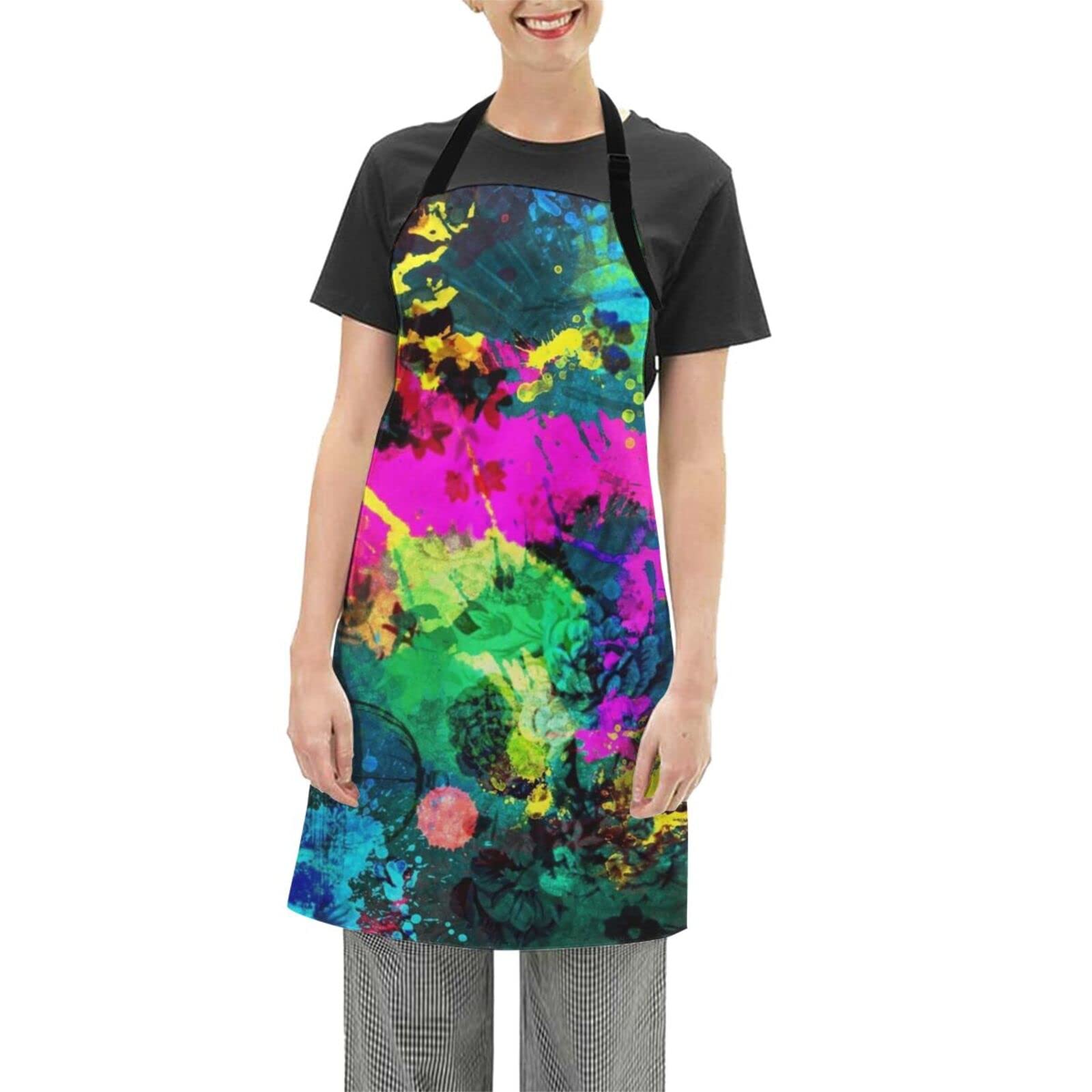 Mount Hour Colorful Paint Splatter Women Apron, for Gift Cooking Paint ...
