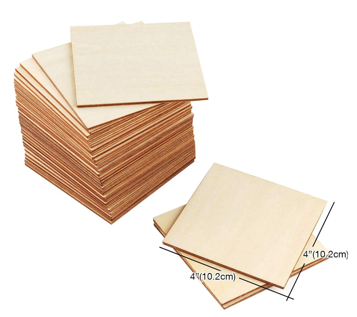 Balsa Wood Sheets Wood Pieces 50 Pcs 4x4 Inch Wooden Cutout Tiles Blan ...