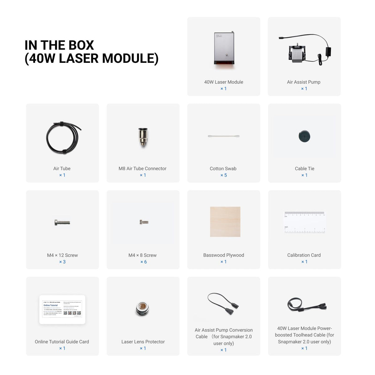 Snapmaker 40W Laser Module with Air Assist for Snapmaker 2.0 A350T/A350 ...