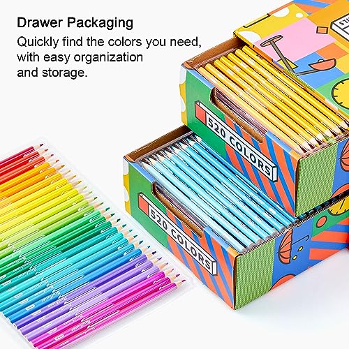 520 Colored Pencils, Rich Pigmented Soft Core Coloring Pencils, Pre ...