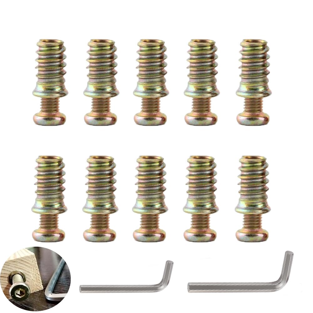 UtySty 10 Set Hex Threaded Inserts Nut M10 External with M8 Internal T ...
