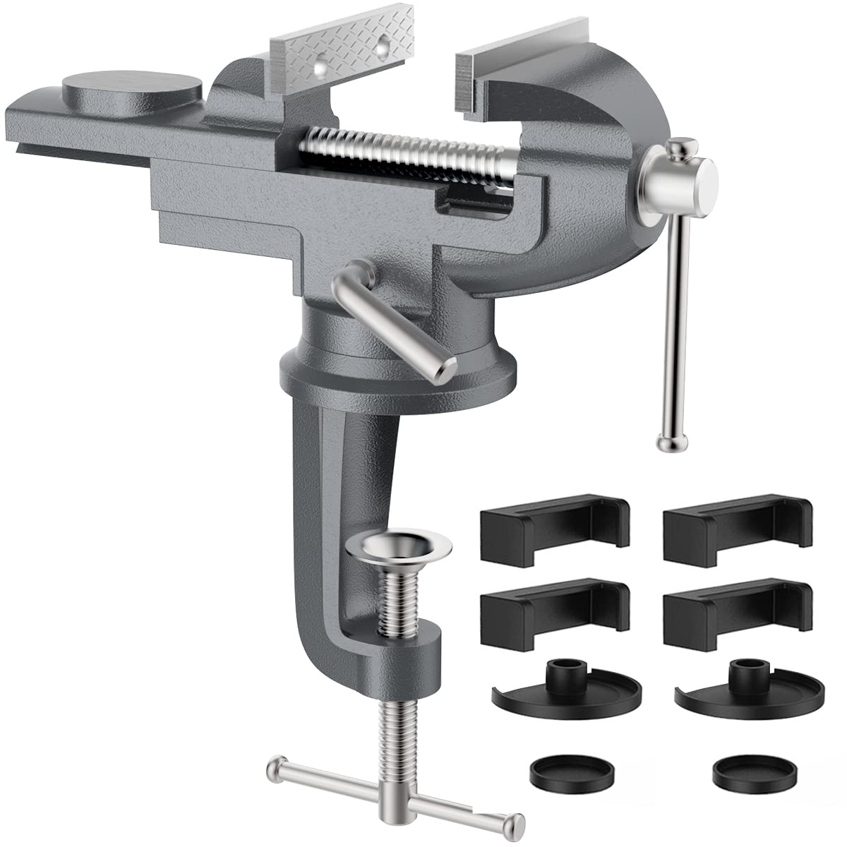 Housolution Universal Table Vise 3 Inch, 360°Swivel Base Bench Clamp ...
