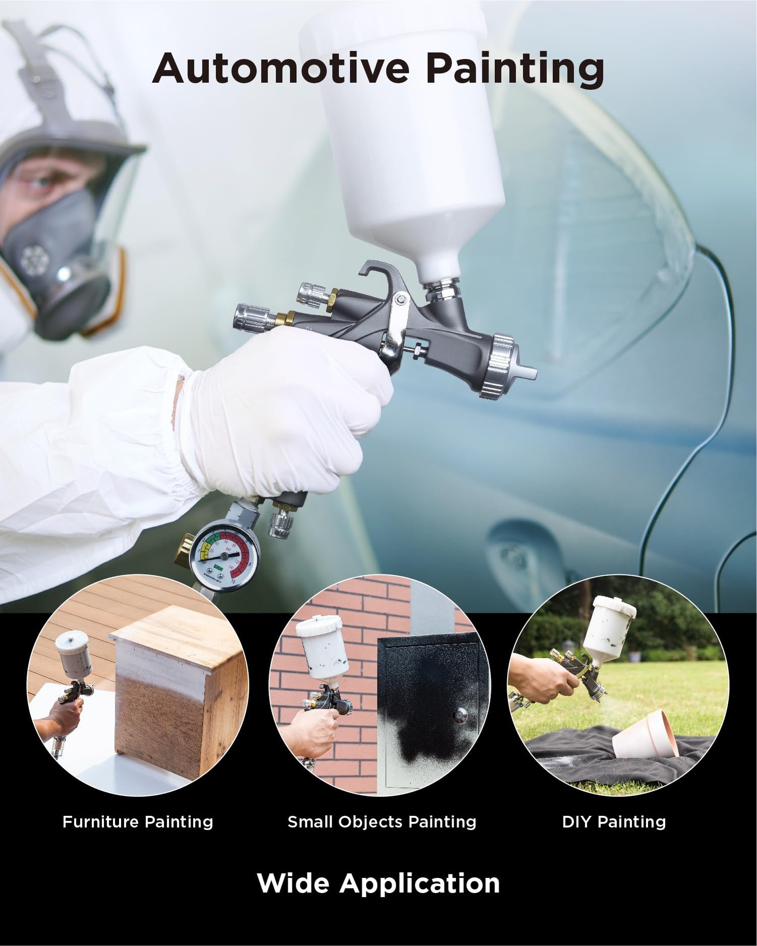 InoKraft D1 LVLP Air Spray Gun Premium Kit, Easy to Use, Paint Gun for ...