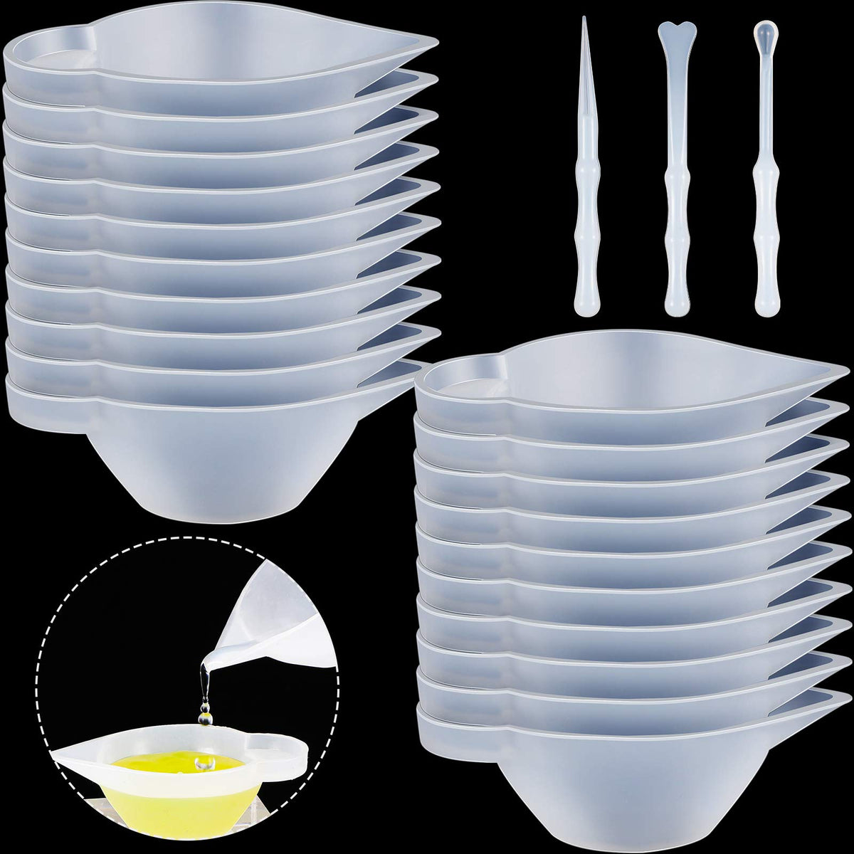 23 Pieces Silicone Mould Cup Dispensers Mini Measuring Cup Resin Mixin ...