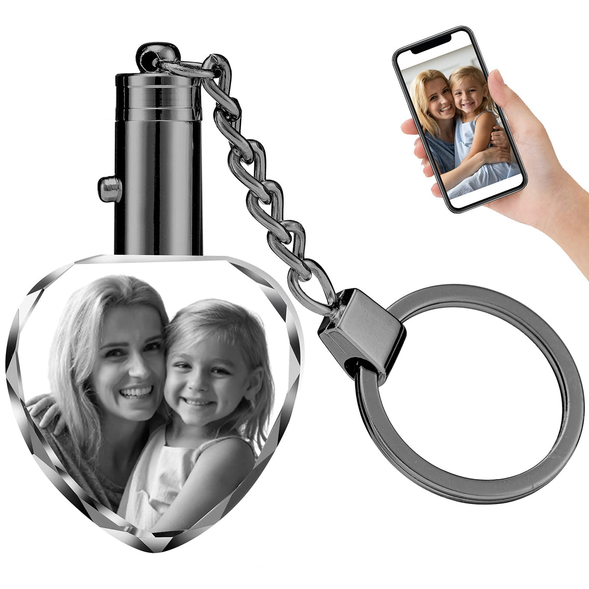 YanNanKe Personalized Crystal Keychain Photo Custom Laser Engraved Cry ...