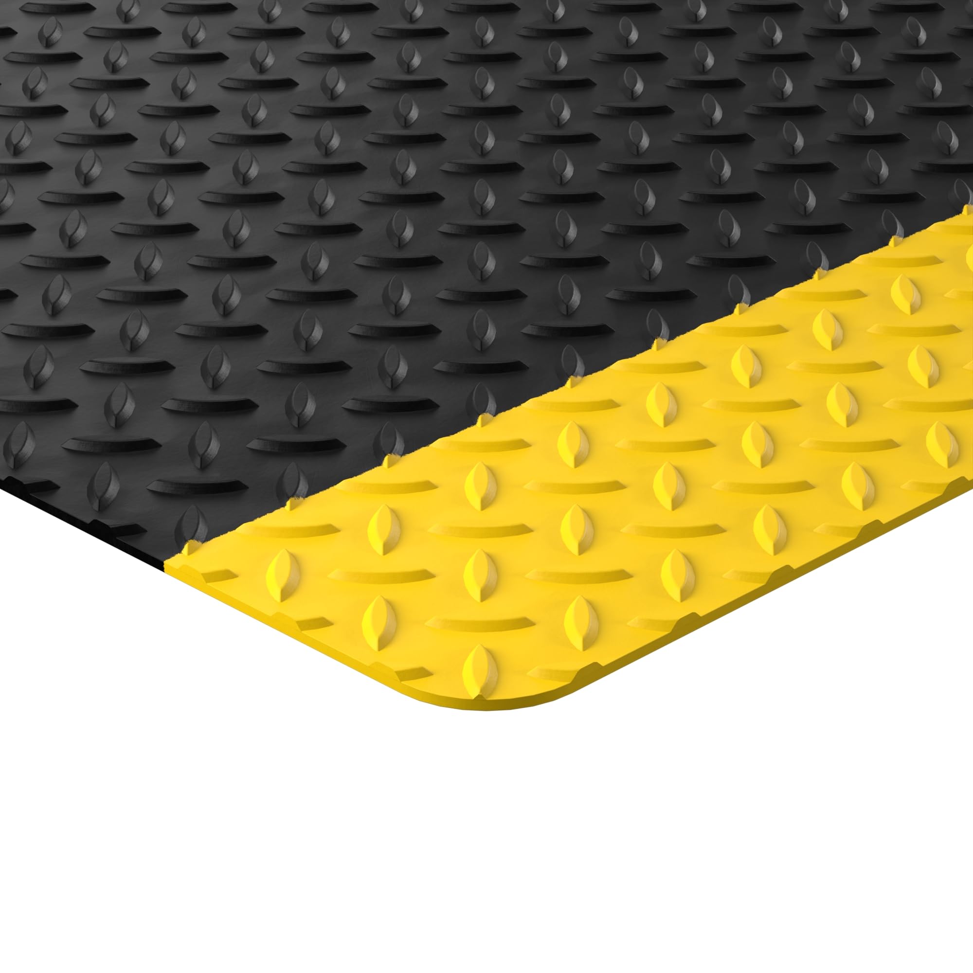 Diamond Star 3' x 10' Black Anti-Fatigue Mat with Yellow Borders - 15/ ...