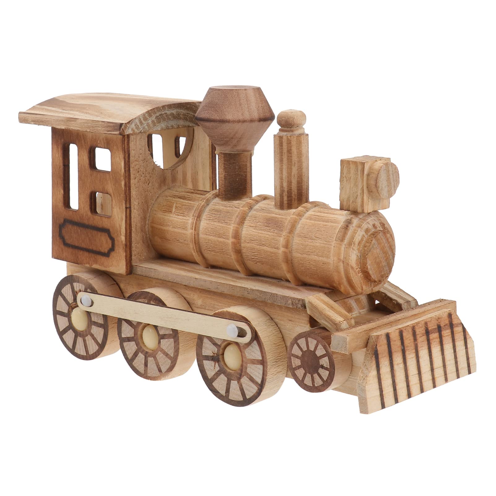 BESPORTBLE Wooden Crafts Wood Steam Train Figurine Train Model Retro ...