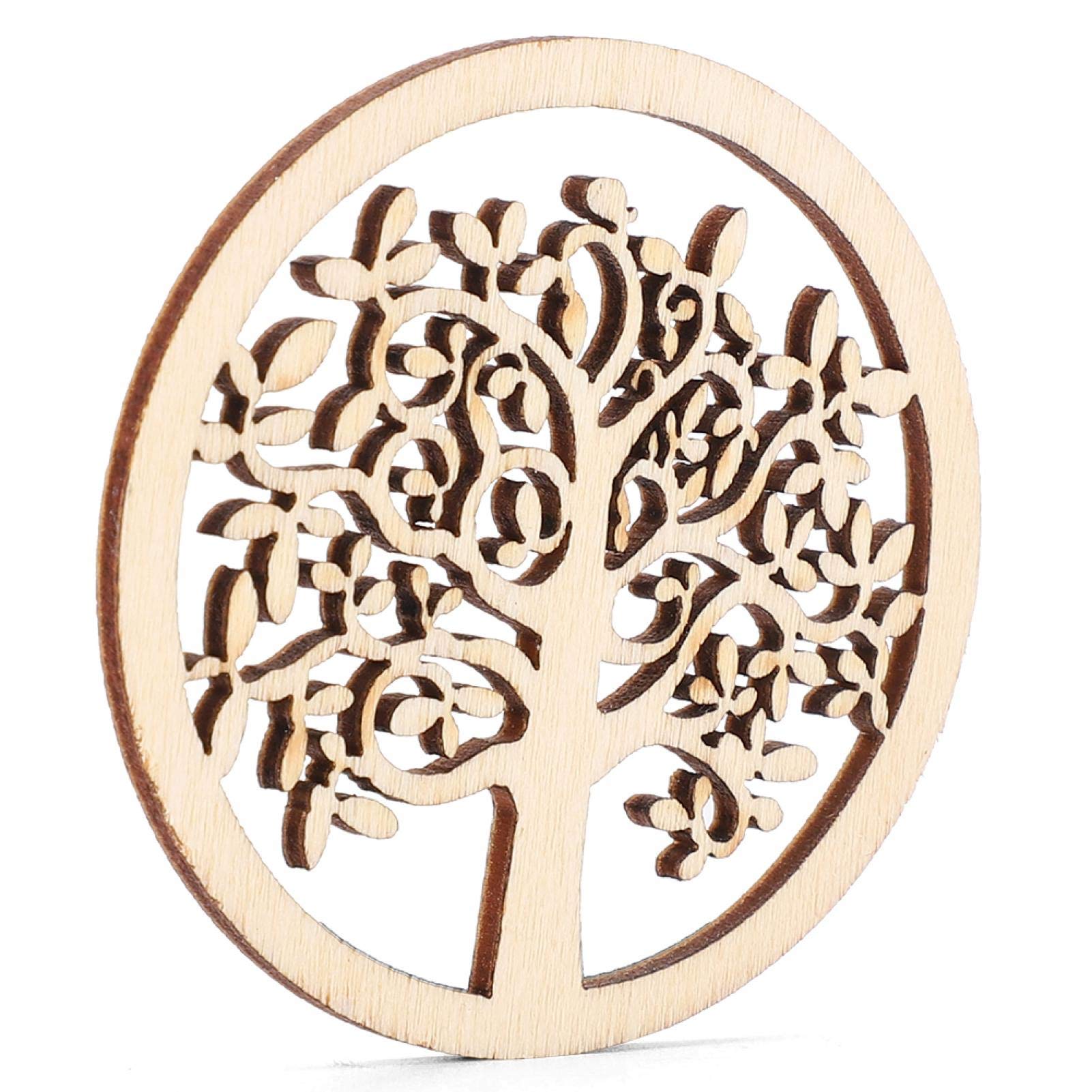 48Pcs Organic Tree of Life, Mini Round Tree of Life Unfinished Wooden ...